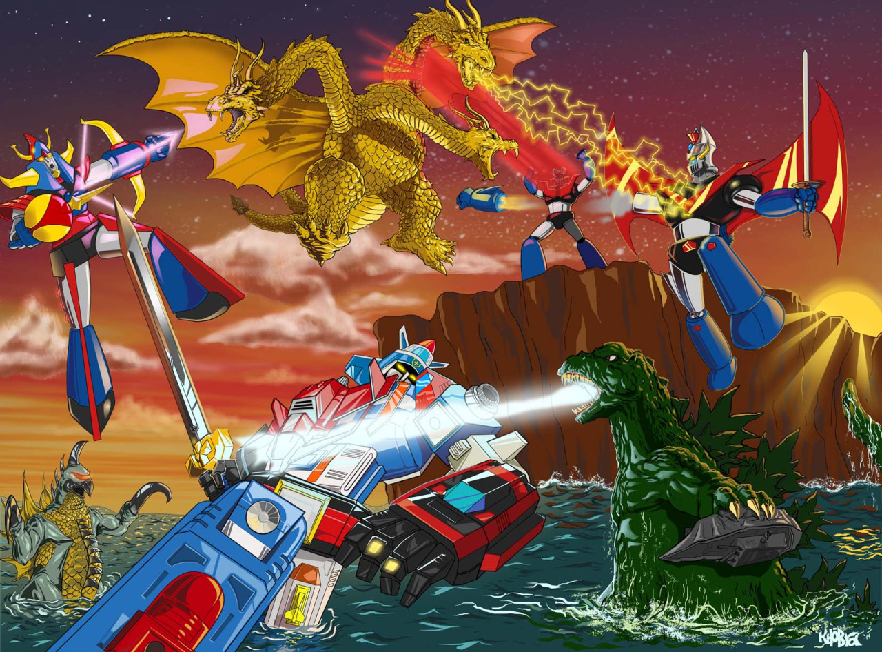 Super Robots vs the Kaiju [Artwork] - Go Nagai World