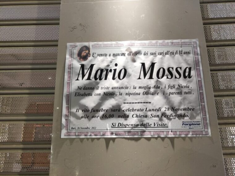 Bari piange Mario Mossa, l'imprenditore e gioielliere barese