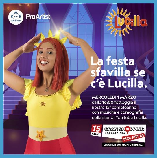 A Molfetta arriva Lucilla Kids, la Youtuber da 300 milioni di views