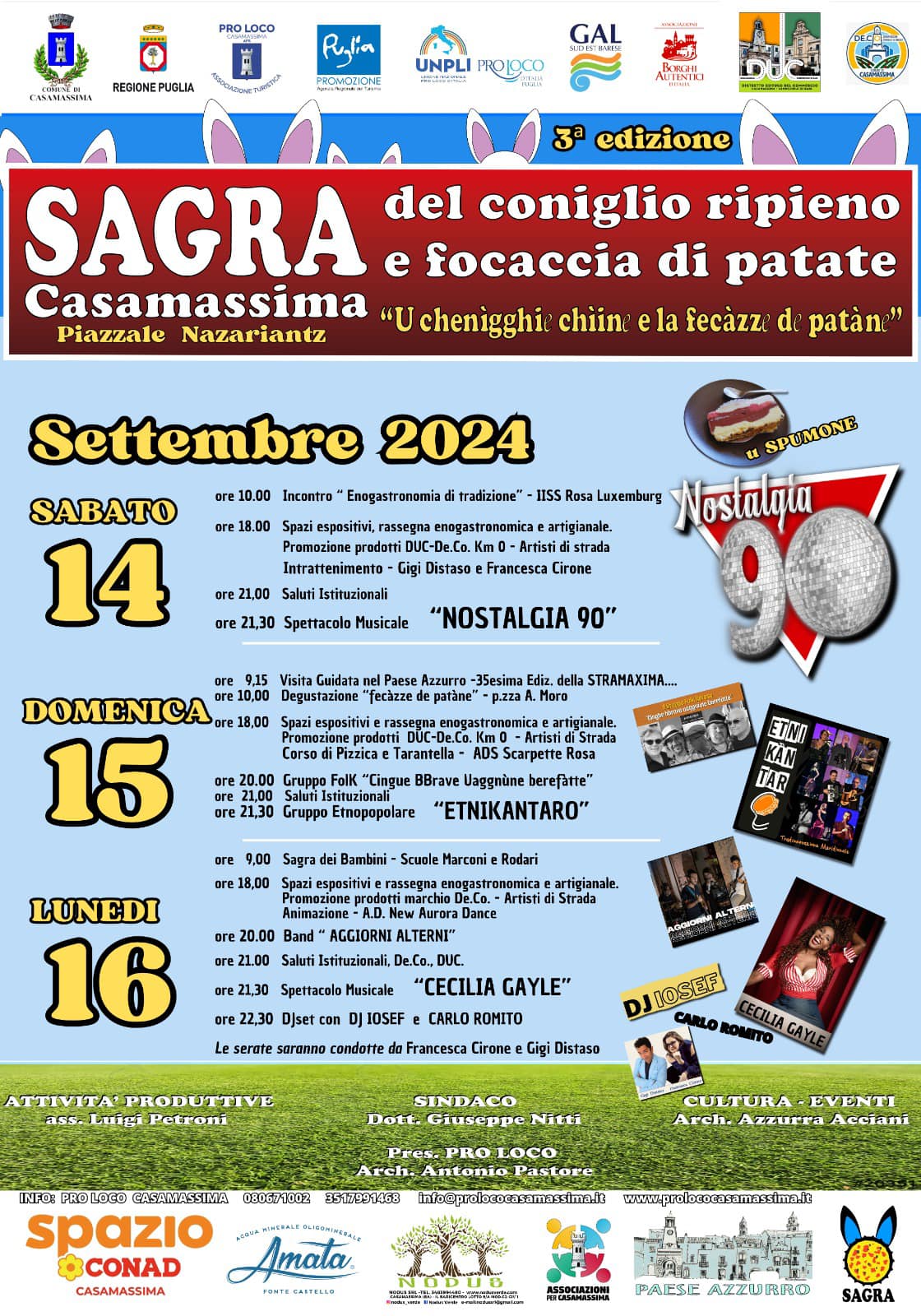 A Casamassima torna la 'Sagra del coniglio ripieno e della focaccia'